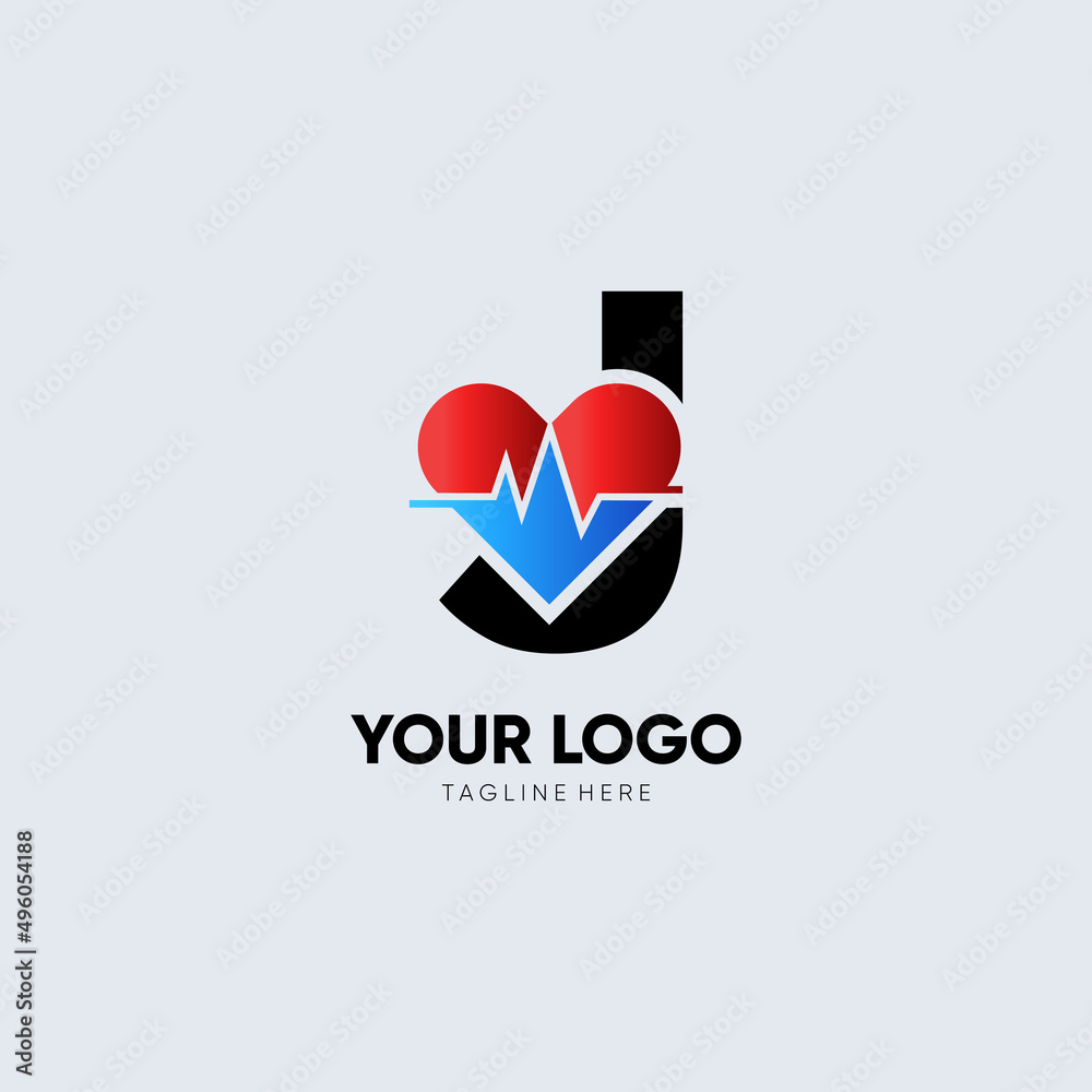 Letter J Heartbeat Logo Design Vector Icon Graphic Emblem Illustration ...