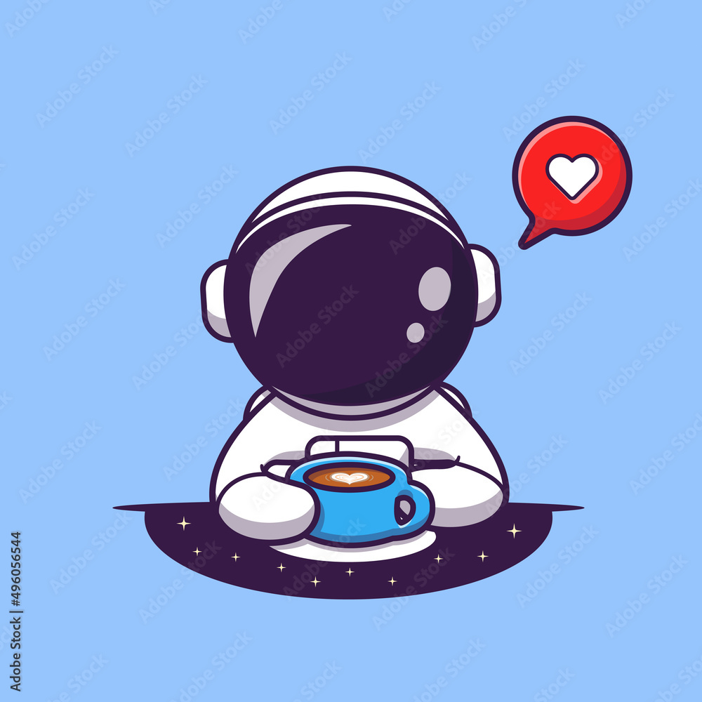 Cute Astronaut Drinking Coffee Cartoon Vector Icon Illustration ...