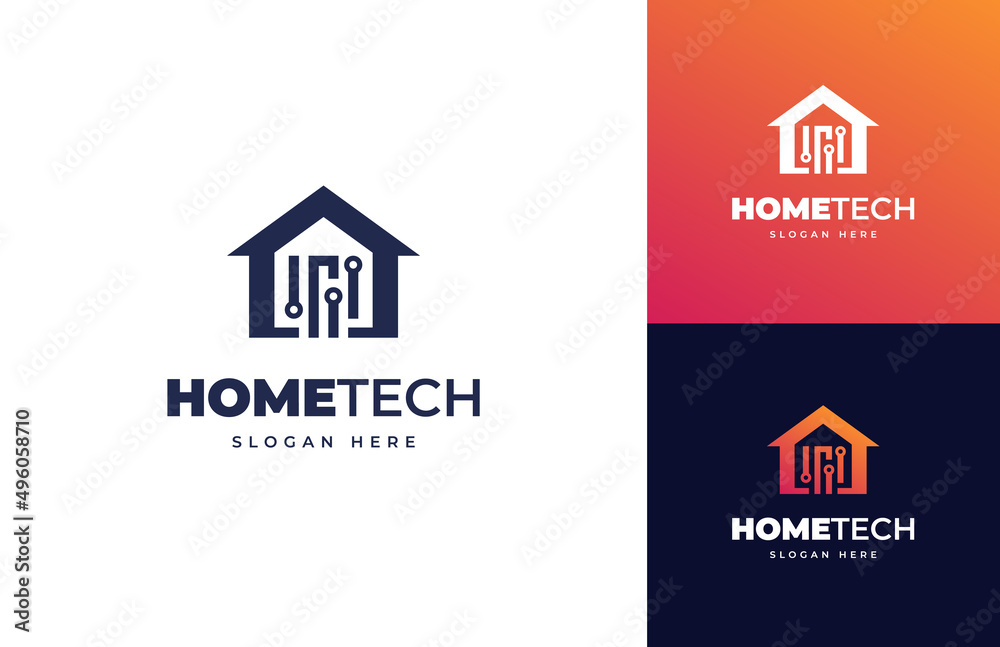 Home tech network idea security automation vector logo design, Creative ...