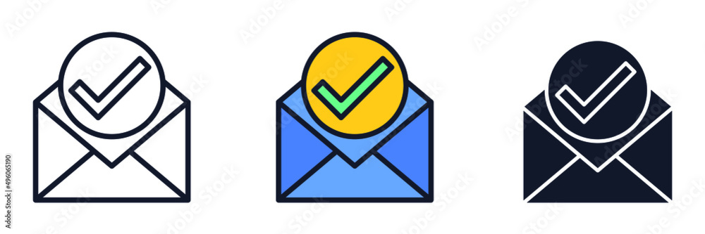 email and check marks icon symbol template for graphic and web design ...