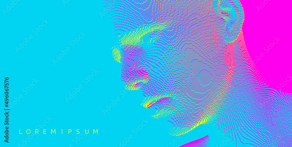 Abstract digital human head constructing from cubes. Minimalistic ...