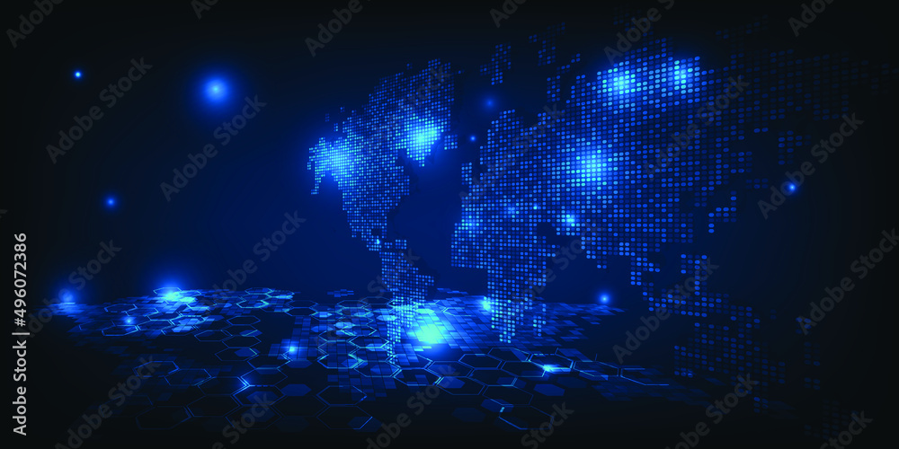 Vector illustrations of abstract blue futuristic digital innovation and ...