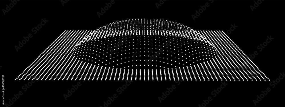 Particle dimension sound wave. Part of sphere effect polar hill globe ...