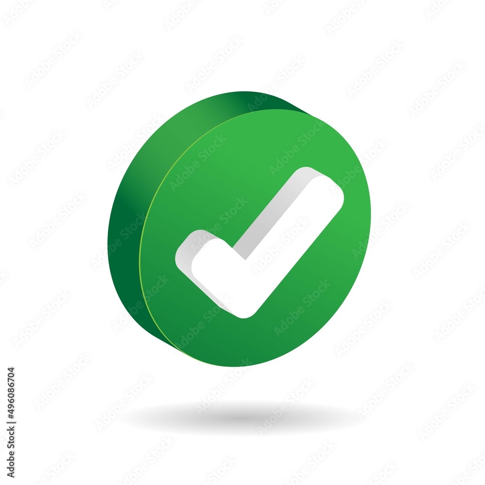 Check mark 3d icon. Agreement symbol of user approval and trust ...