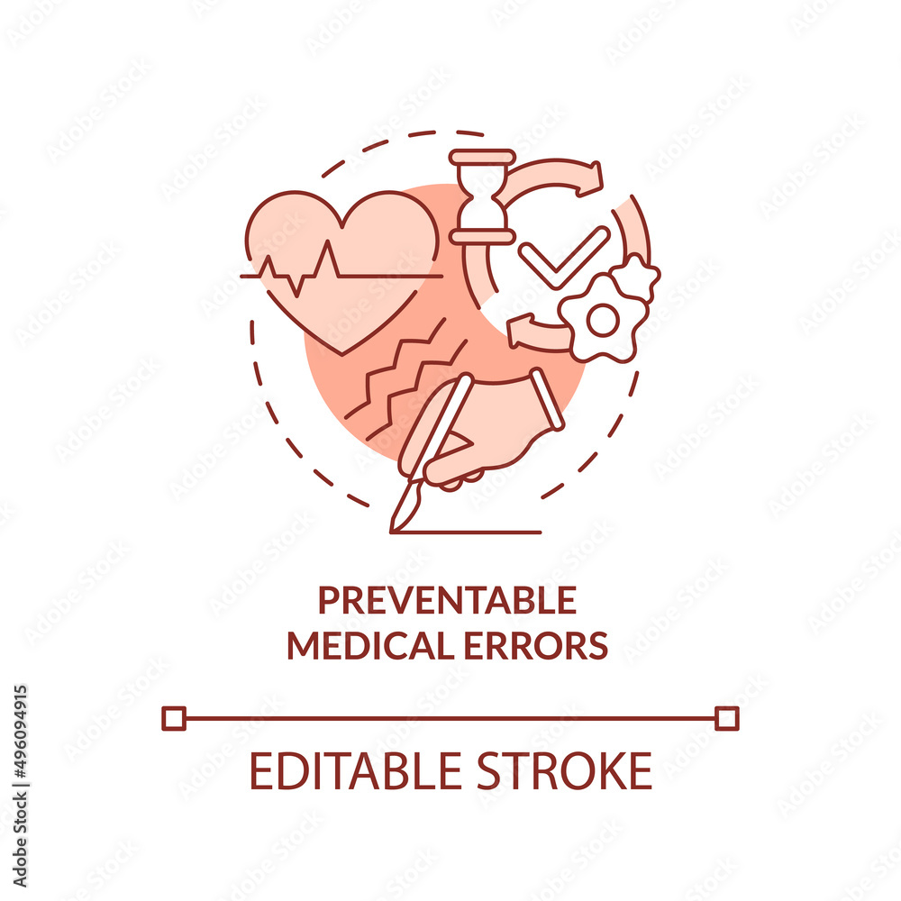 Preventable medical errors terracotta concept icon. Major healthcare ...