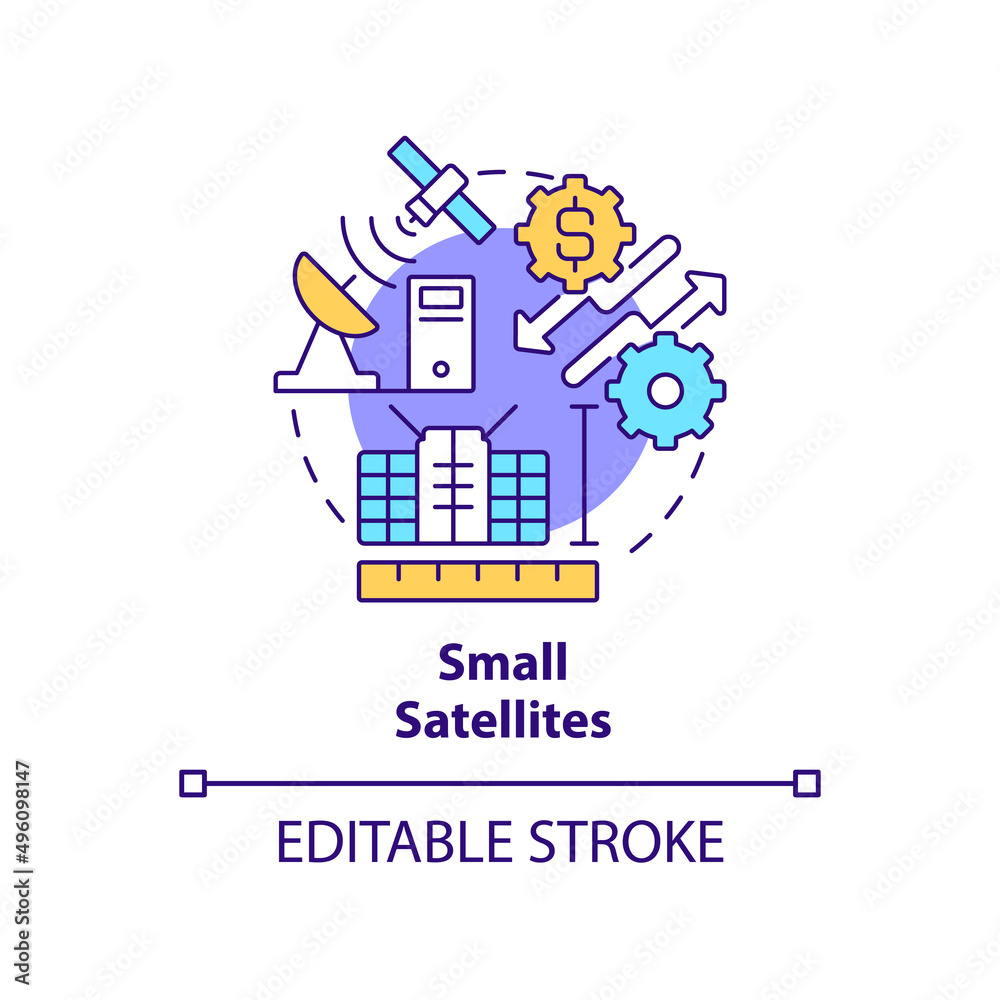 Small Satellites Concept Icon Equipment For Space Exploration Spacetech Trend Abstract Idea