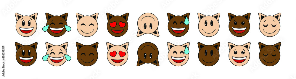 Set of emoji stickers isolated on white background. Vector Stock Vector ...