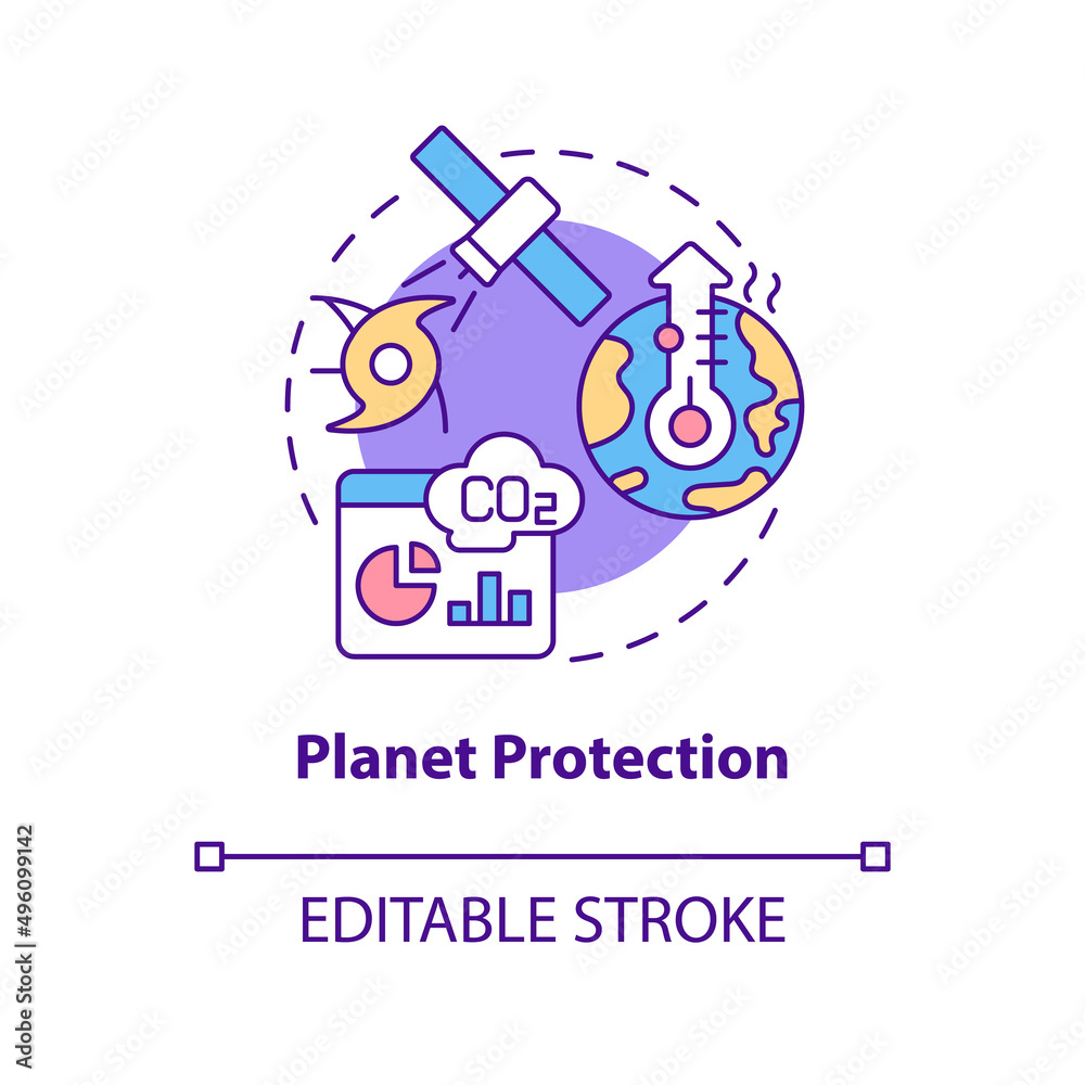 Planet protection concept icon. Climate changes control. Space ...