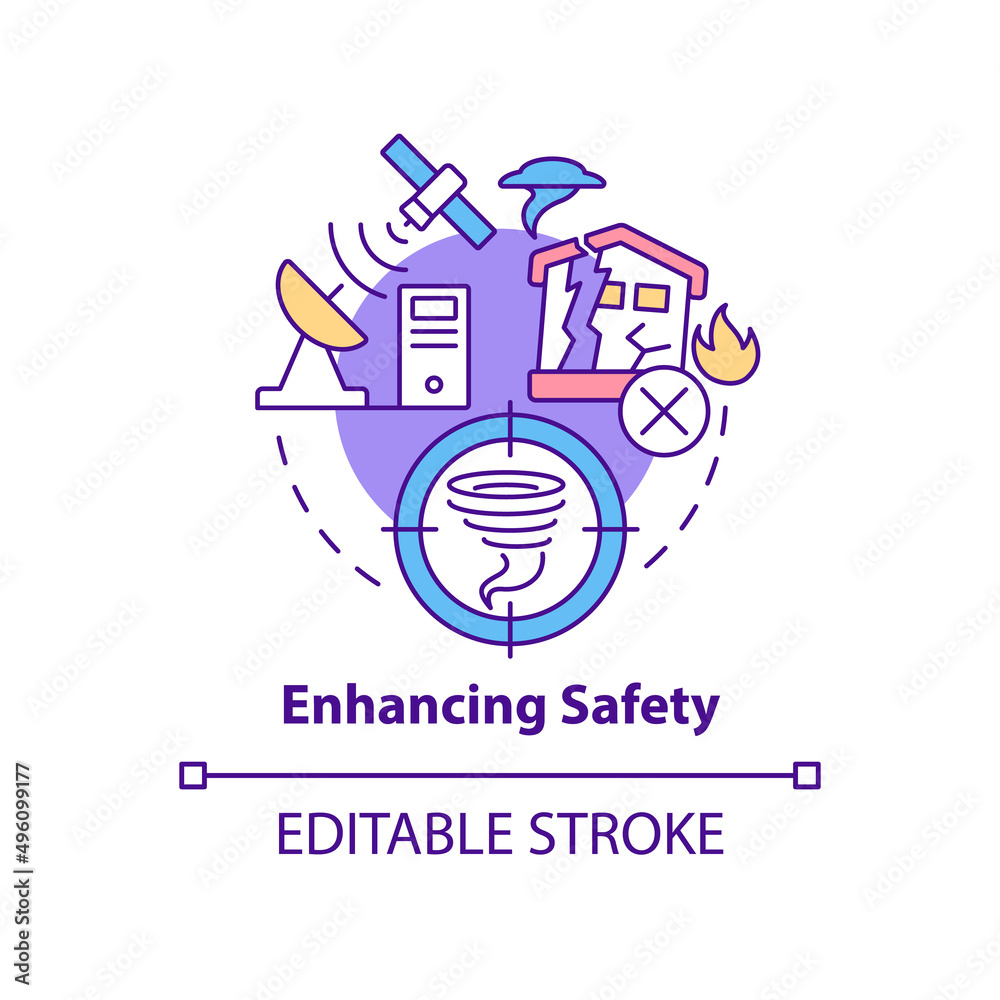Enhancing safety concept icon. Disasters prevention. Space exploration ...