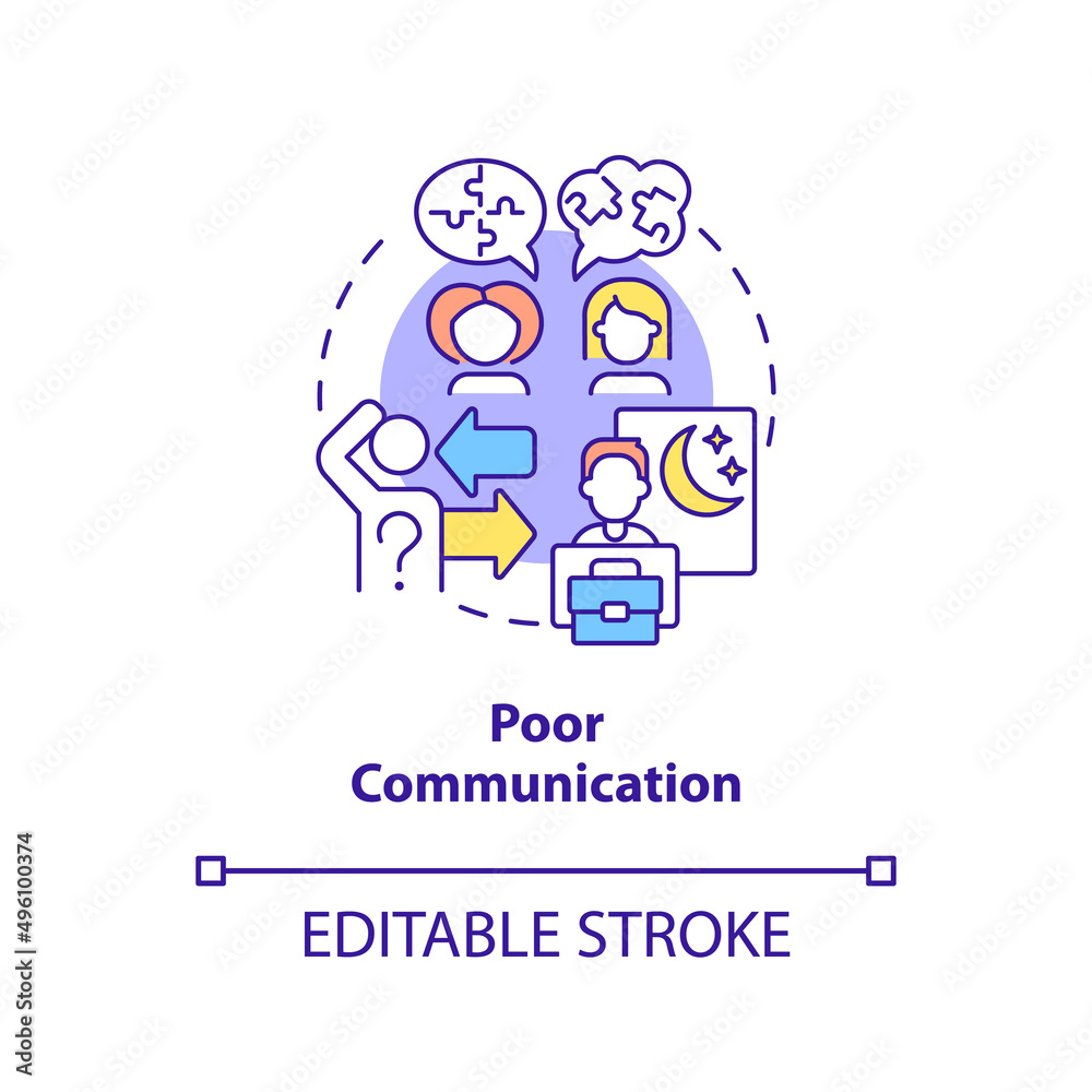 Poor communication concept icon. Coworkers miscommunication. Sign of ...