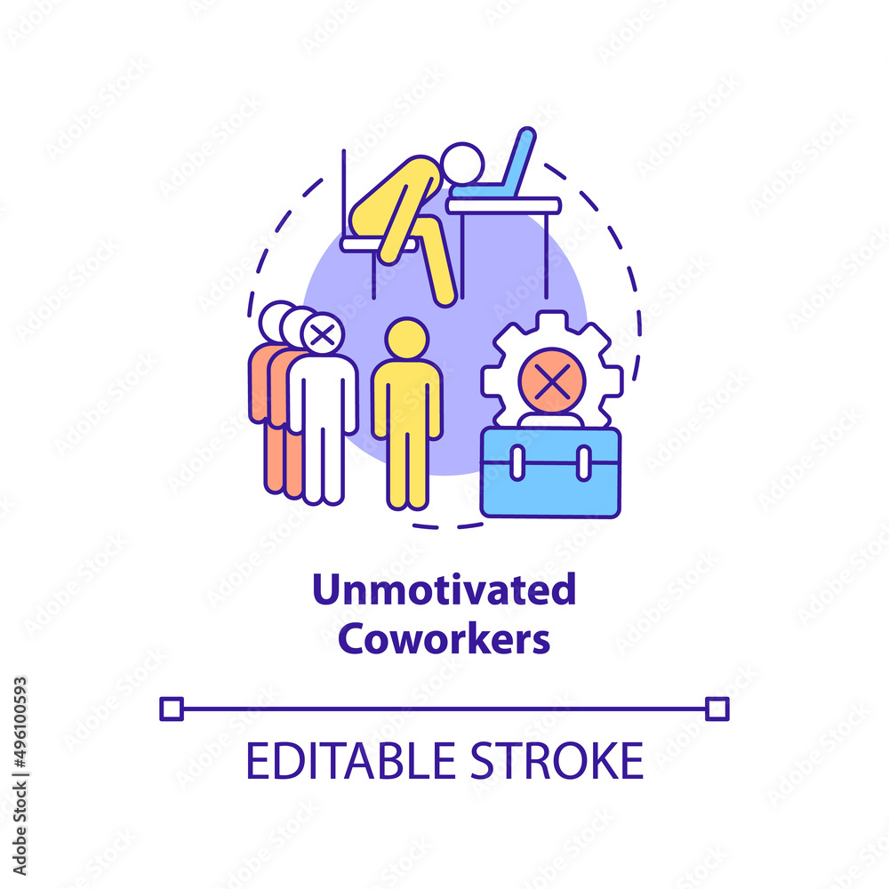 Unmotivated coworkers concept icon. Lazy colleagues. Sign of toxic ...
