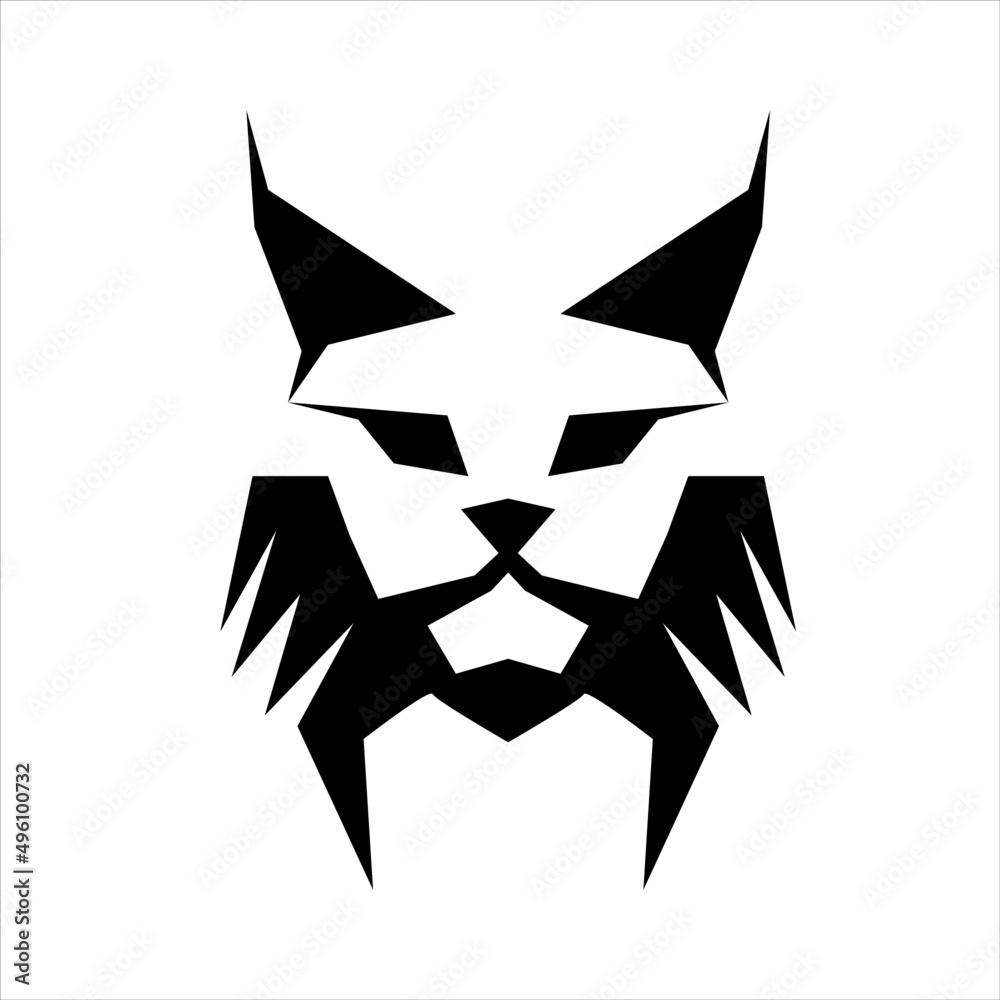 lynx cat mascot logo icon bobcat face emblem flat vector illustration ...
