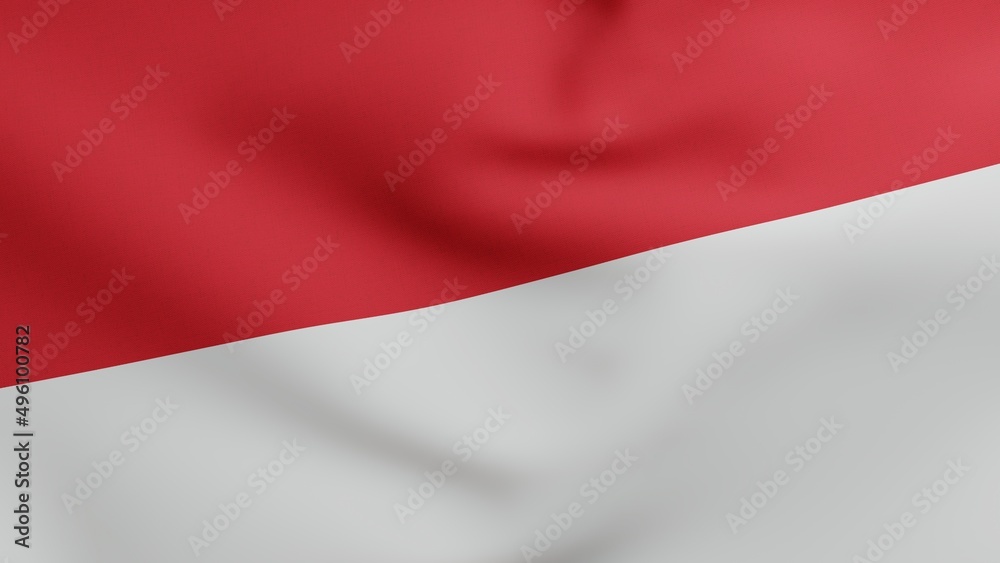 National flag of Monaco waving 3D Render, drapeau de Monaco by ...