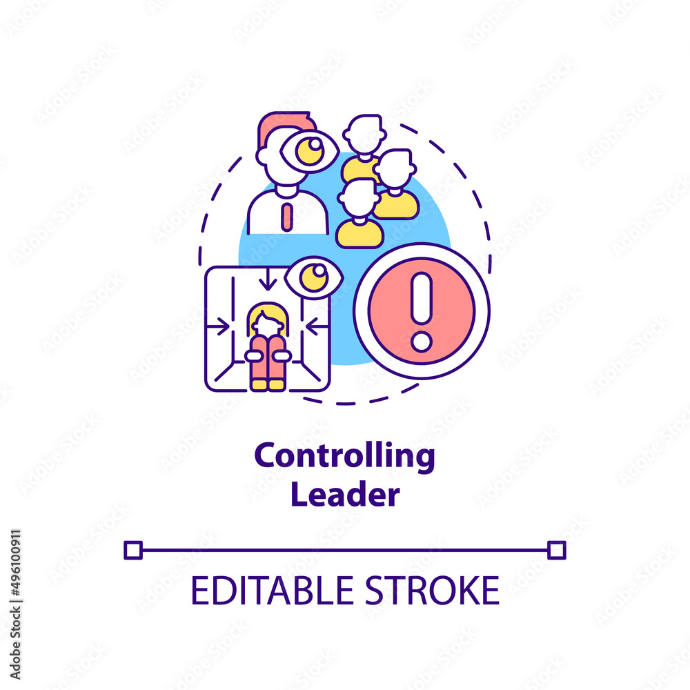 Controlling leader concept icon. Demanding boss. Type of toxic leader ...