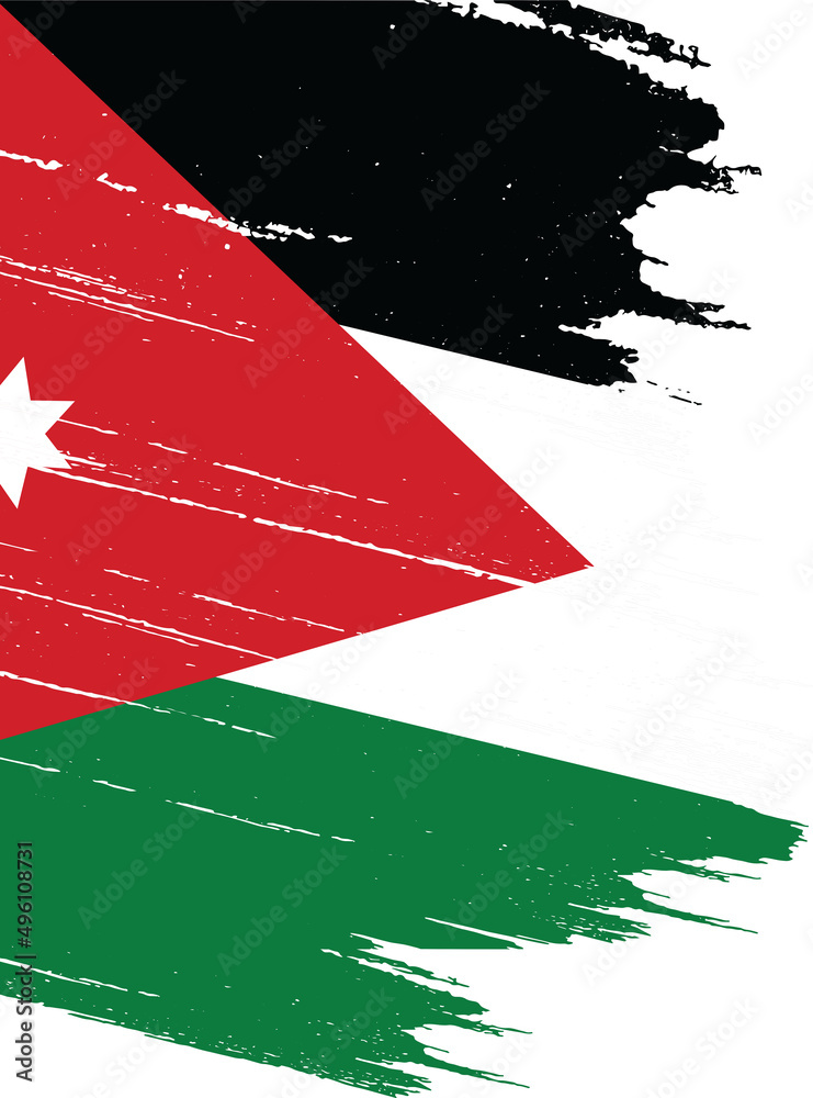 Jordan flag with brush paint textured isolated on png or transparent ...