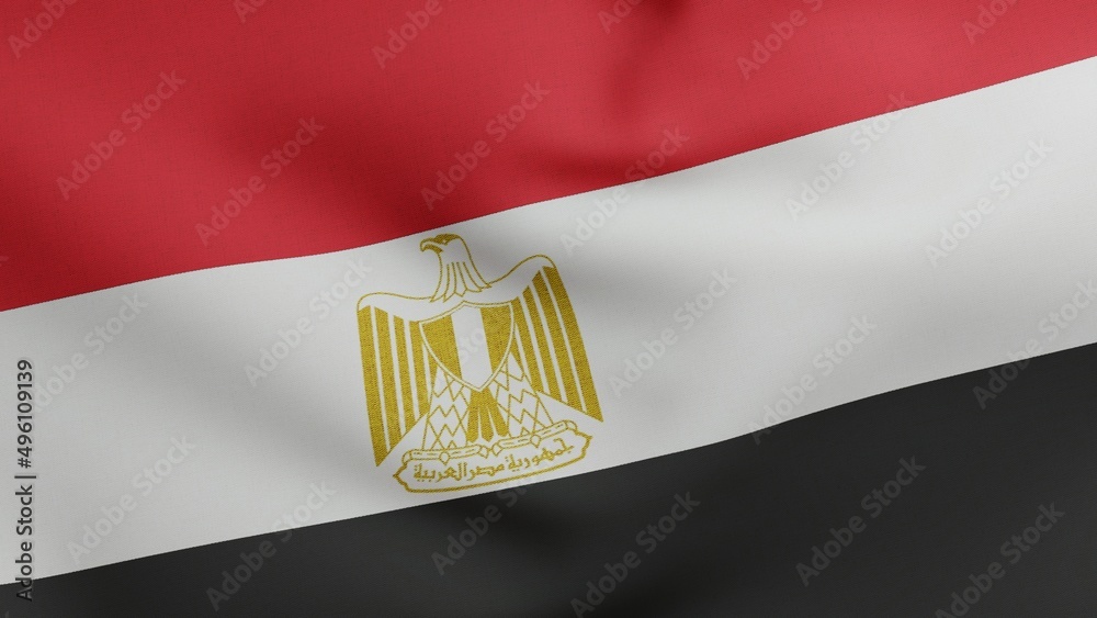 National flag of Egypt waving 3D Render, Arab Republic of Egypt flag ...