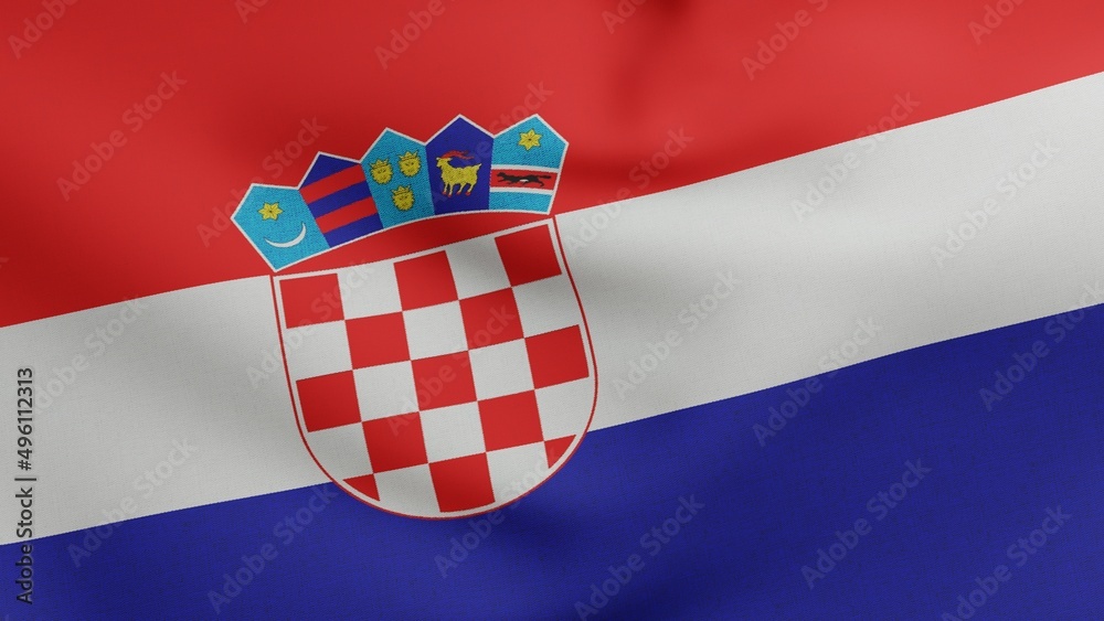 National flag of Croatia waving 3D Render, Republic of Croatia flag ...