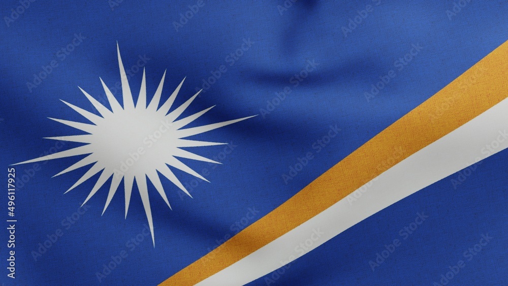 National flag of Marshall Islands waving 3D Render, Republic of the ...