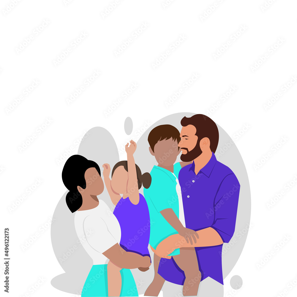 Cartoon character of no face happy family together: Daughter hug mother ...