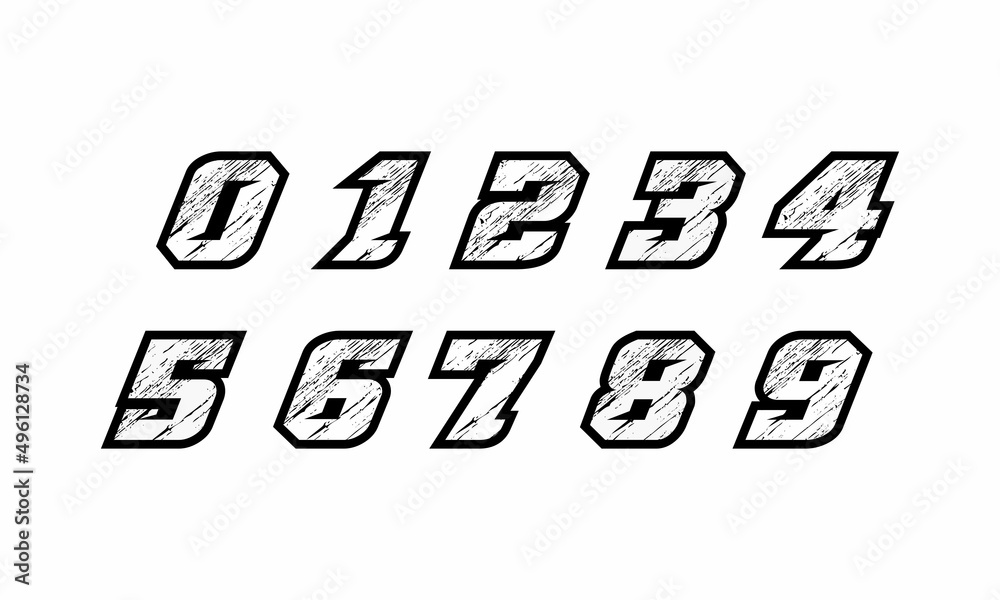Racing number logo design with brush Stock Vector | Adobe Stock