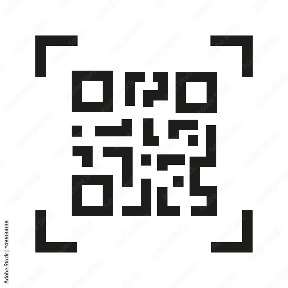 Qr code sign icon in outline style on white background. Stock Vector ...