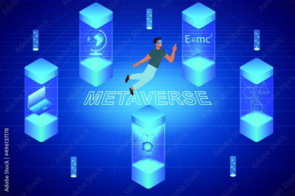 Vektorová grafika „Metaverse virtual education 3d isometric ...