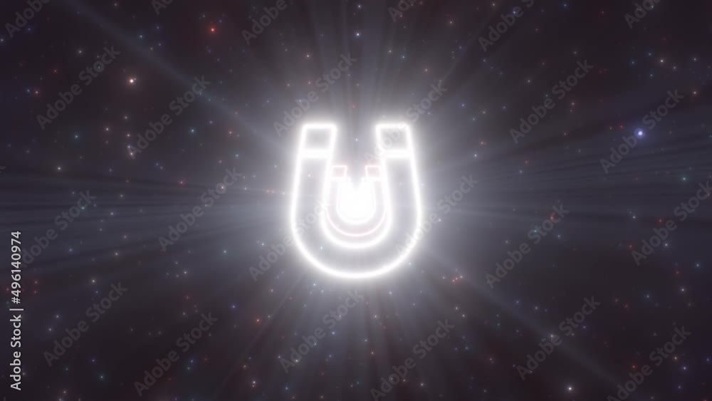 U Magnet Shape Outline Moving Glow Neon Lights Tunnel Portal Shines ...
