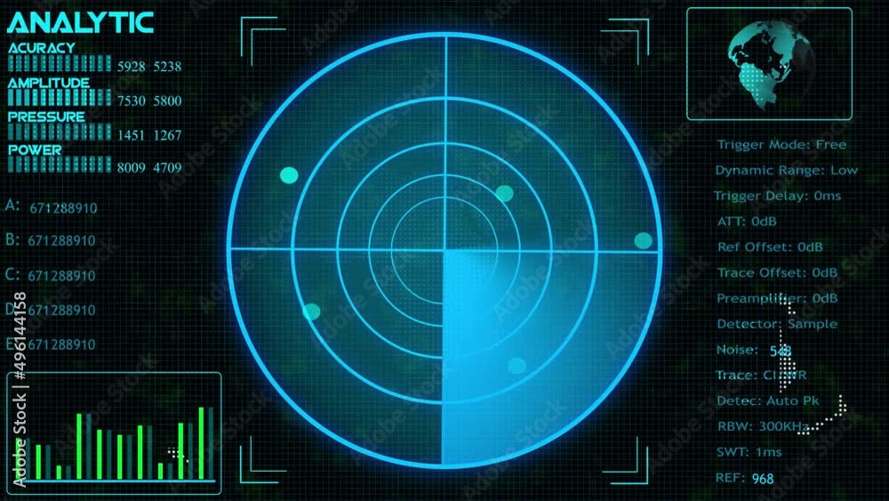 Vidéo Stock Radar HUD Screen Animation 4K. Motion graphic of colorful ...