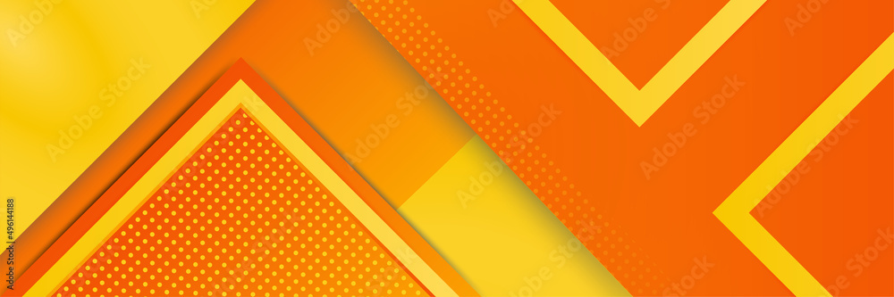Bright orange and yellow banner background with abstract graphic ...