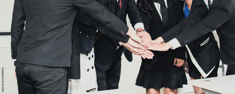 Team work and brainstorming concept, hands of group business people put ...