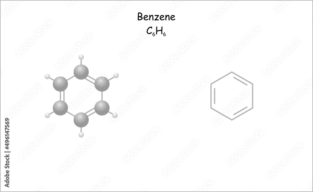 Poster Stylized molecule model/structural formula of the aromatic ...