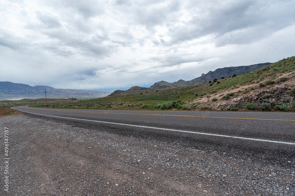 beautiful landscape Horizontal photo of Hwy 50 in Nevada desert with ...