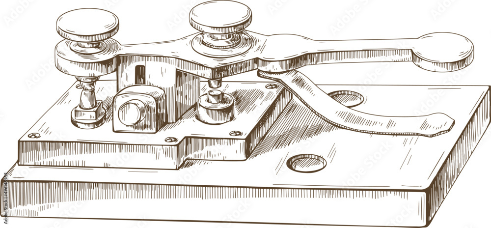Vintage Telegraph Machine Sketch Hand Drawn Illustration Stock Vector ...