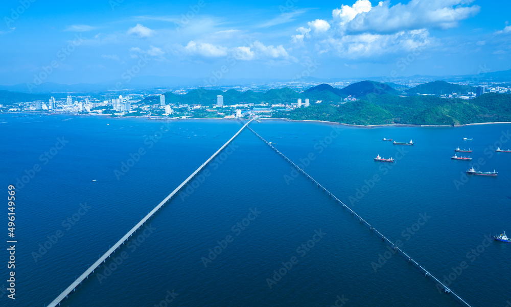 The very of long Cargo Bridge for truck transport container cargo to ...