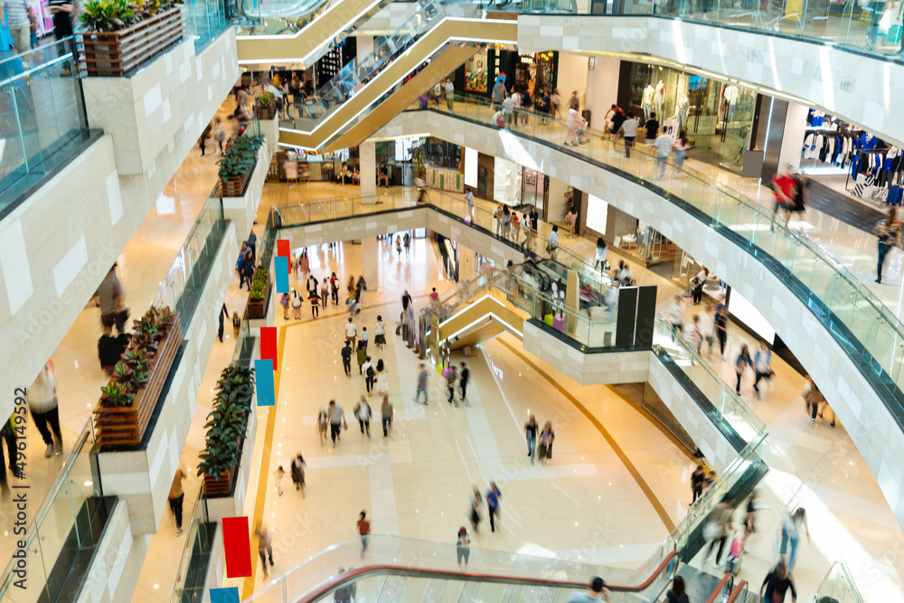 Background of people walking on shopping mall Stock Photo | Adobe Stock