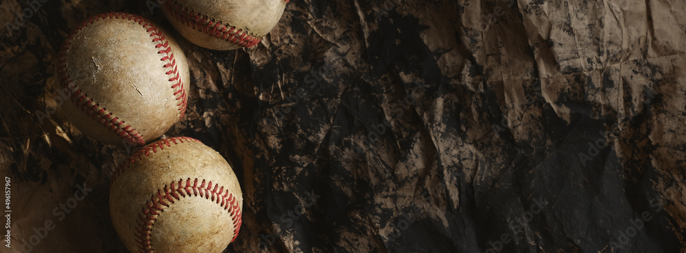Baseball grunge banner background with worn vintage balls. Stock-Foto ...