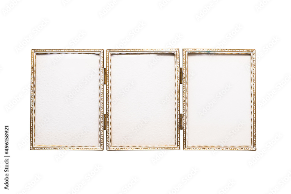 Antique metal Three, Triple Multi Photo Frame, isolated Stock Photo ...