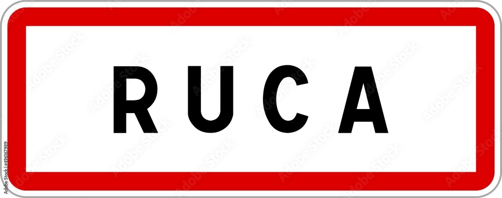 Panneau entrée ville agglomération Ruca / Town entrance sign Ruca Stock ...