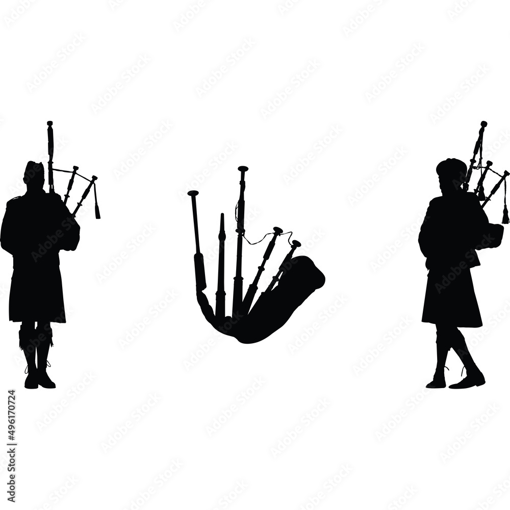 Bagpipe Silhouette Vector Stock Vector | Adobe Stock