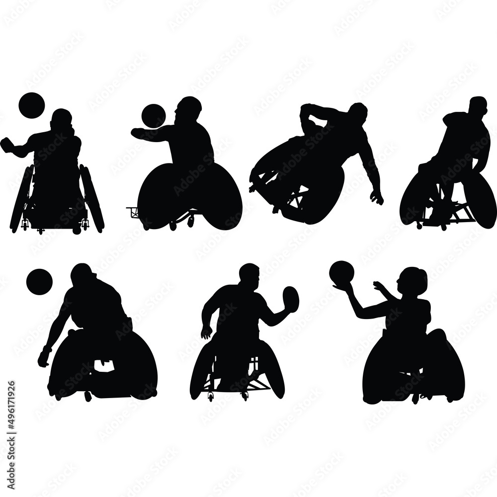 Wheelchair Rugby Silhouette Vector Stock Vector | Adobe Stock