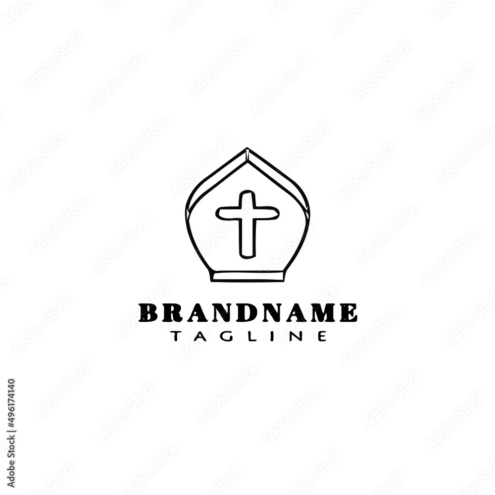 bishop mitre religion logo cartoon icon design template black cute ...