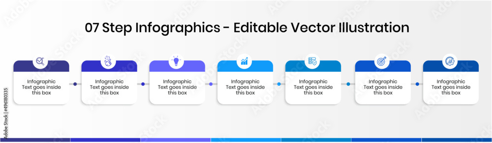 7 Steps Infographics Design Template - Graph, Pie chart, workflow ...