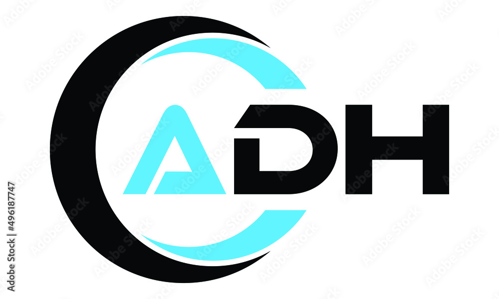 ADH swoosh logo design vector template | monogram logo | abstract logo ...