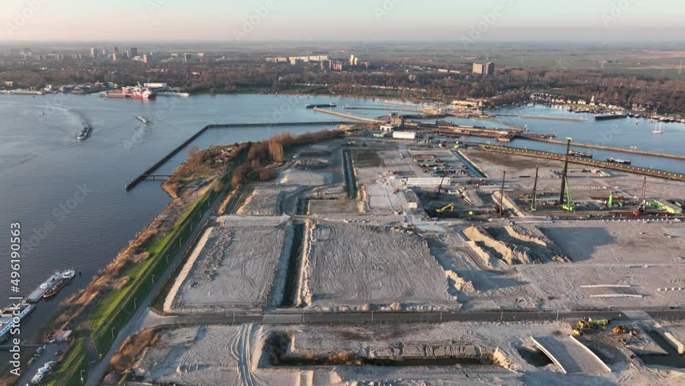 Construction site of a residential area new build living urban city ...