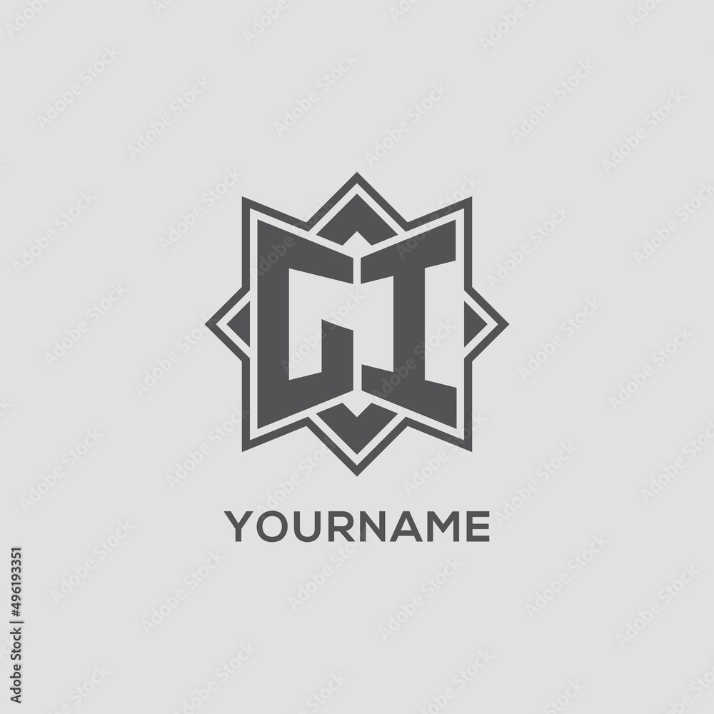 Monogram GI logo with eight point star style design Stock Vector ...