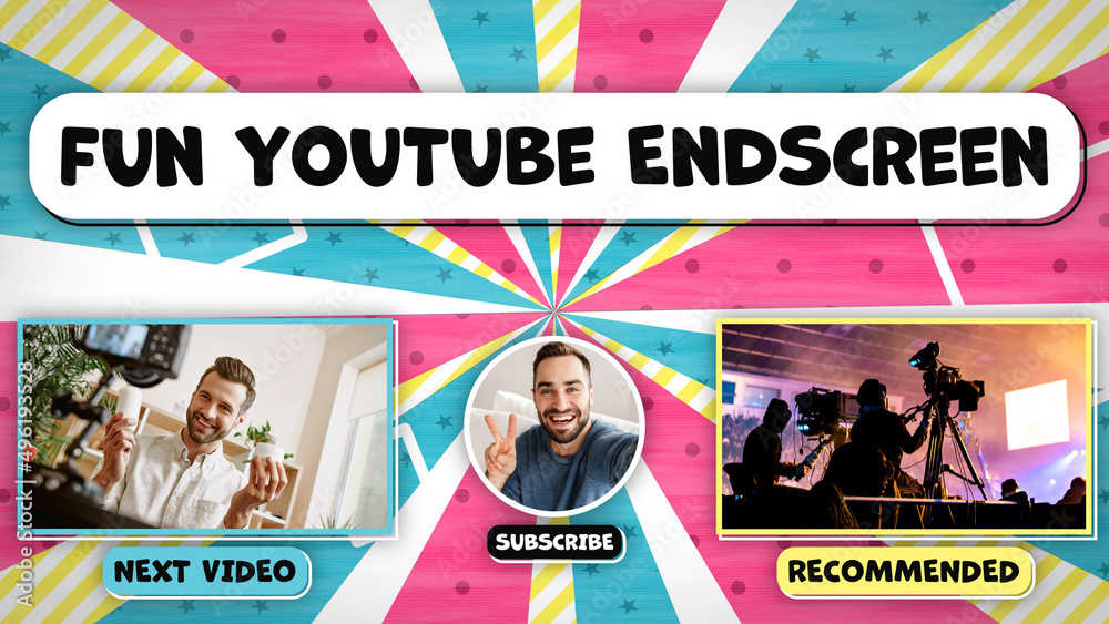 Fun Radial Stripe End Screen Stock Template | Adobe Stock