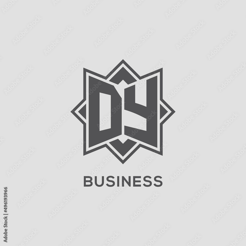 Monogram DY logo with eight point star style design Stock Vector ...