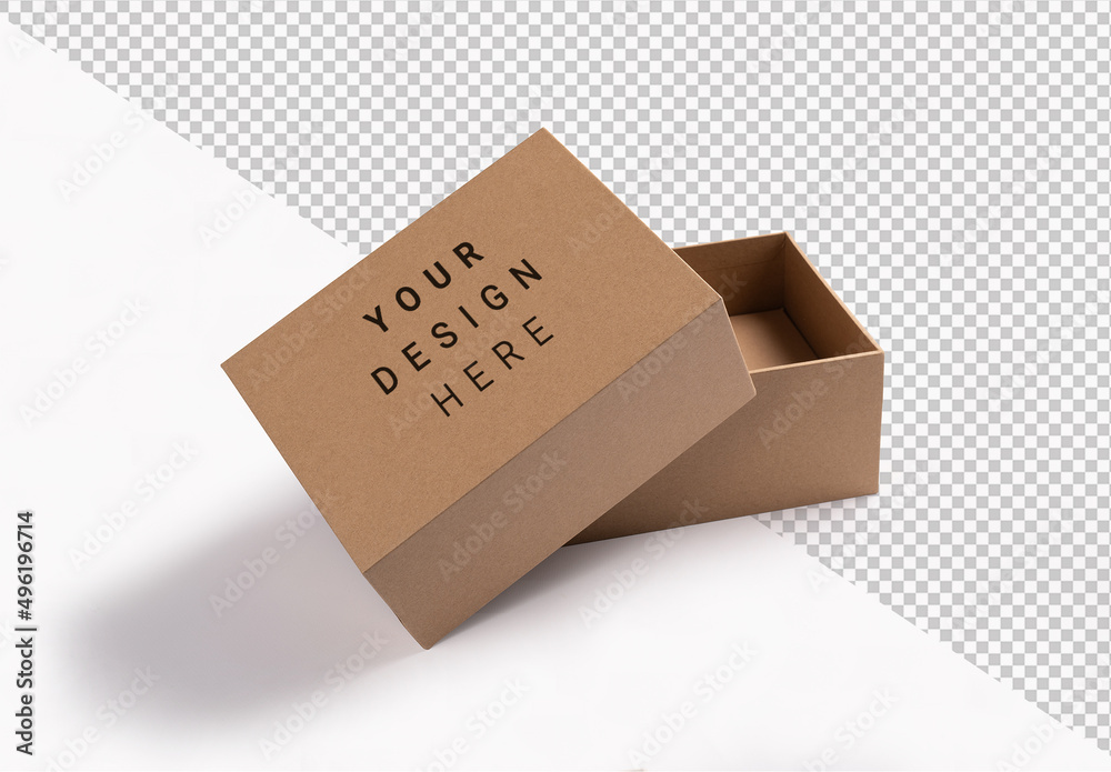 Cardboard Package Brown Box with Editable Top Lid on Customizable ...