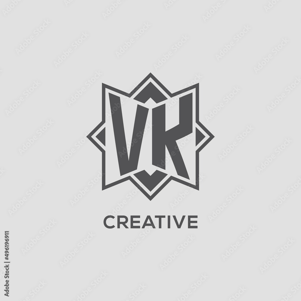 Monogram VK logo with eight point star style design Stock Vector ...