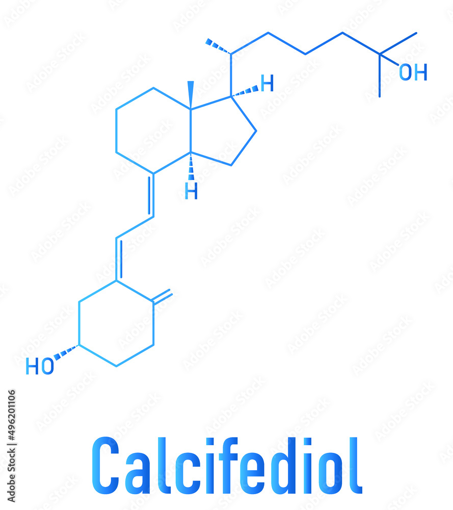Calcifediol (calcidiol, 25-hydroxyvitamin D) molecule. Blood marker of ...